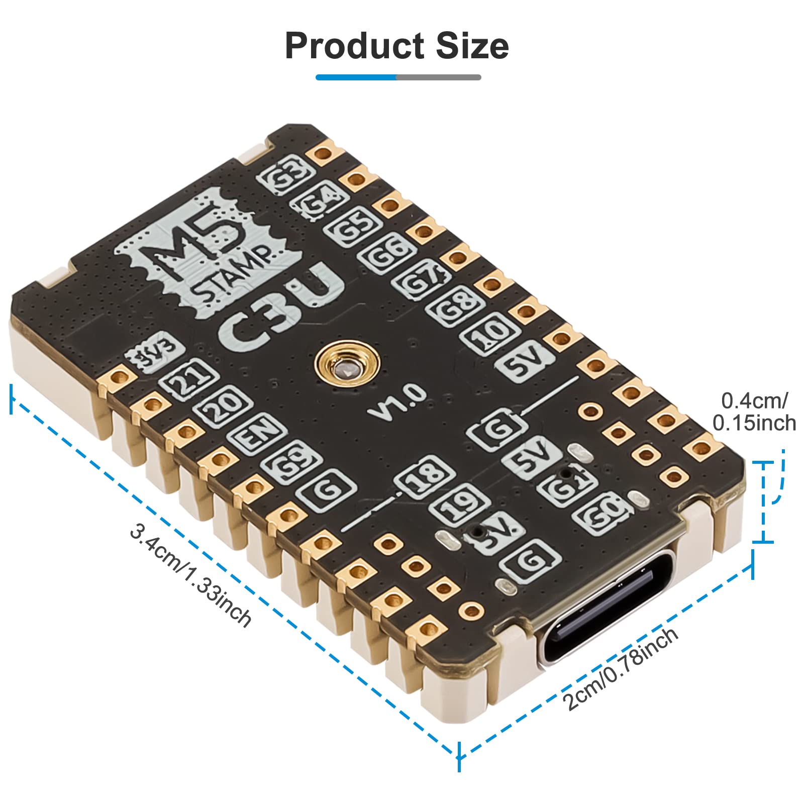 MakerFocus M5Stack M5Stamp C3U Development Kit: 2pcs ESP32-C3 Wi-Fi IoT Development Board Microcontroller for Industrial, Smart Home, wearables, DIY Supports Ar duino ESP32-IDF