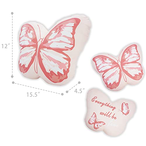 June Garden Decorative Plush Soft Cushion Butterfly Throw Pillow - 16 x 12 Inches - Pink