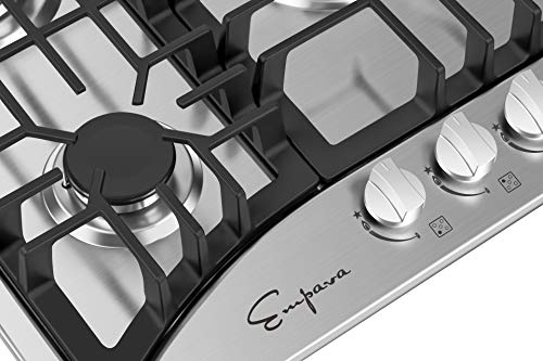 Empava 30 Inch Gas Cooktop with 5 World Class Made in Italy SABAF Burners, LPG/NG Convertible, Ideal RV Top Stoves for Kitchen, Stainless Steel