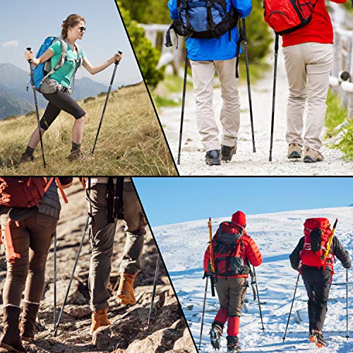 Folding Trekking Poles - 2pcs Pack Adjustable Strong Lightweight Walking Sticks, Tri-Fold Quick Adjust Flip-Lock Padded Strap Perfect for Backpacking and Snowshoeing