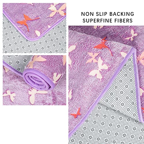 QH Seamless Butterfly Pattern Glow in The Dark Area Rug Area Rug for Living Room Bedroom Playing Room 72 x 60 Inch
