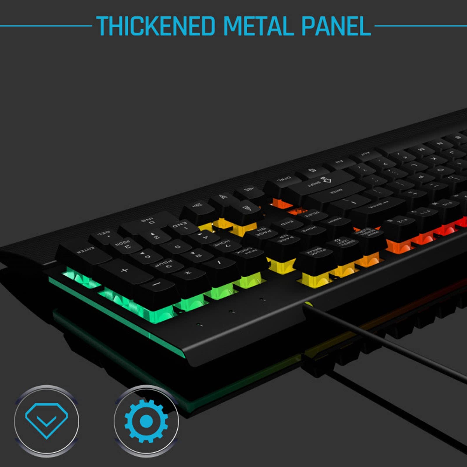Mechanical Gaming Keyboard, Wired RGB Gaming Keyboard with Ergonomic Wrist Rest, 104 Keys USB Computer Keyboard for Laptop/Desktop/PC (Black)