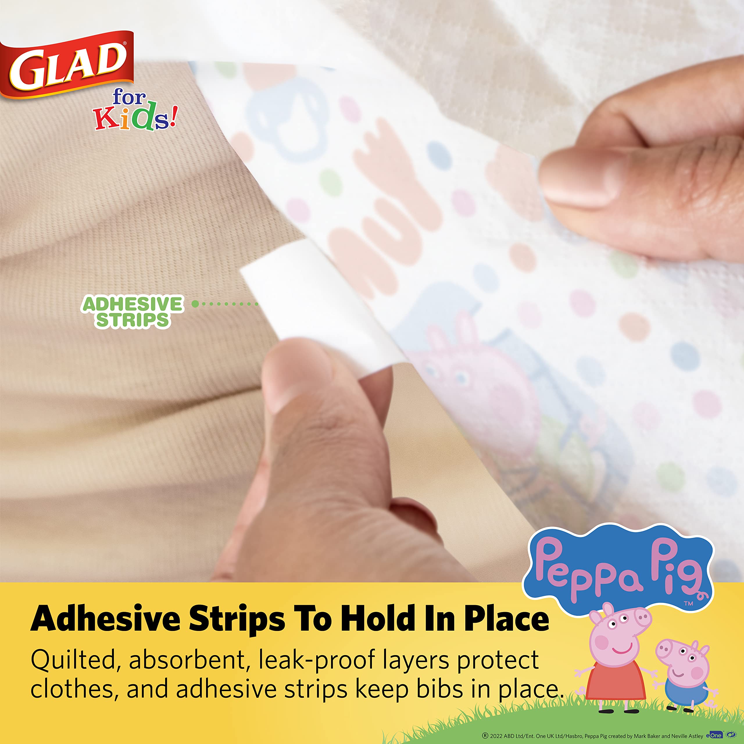 Glad Peppa Pig Paper Bibs, 30 Count with Cute Peppa Pig Design for Kids | Art & Craft Disposable Kids Bibs