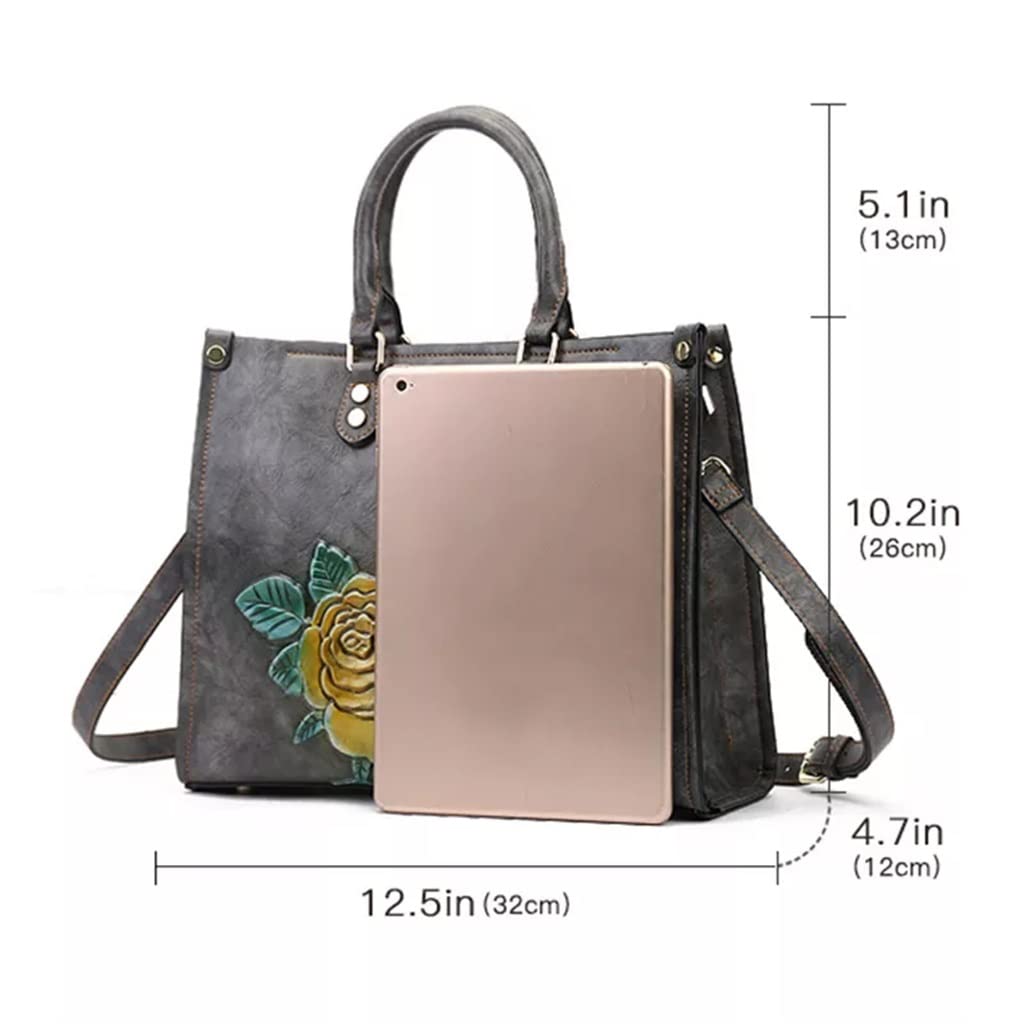 GHGHF Handbag Women Floral Embossed Shoulder Bag Large Capacity Tote Bag (Color : C, Size