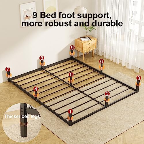 ONEMO 14 Inch California King Bed Frame with Headboard and Footboard Metal Platform Bed Frames Heavy Duty Mattress Foundation Quiet and Anti-Slip No Box Spring Needed Black