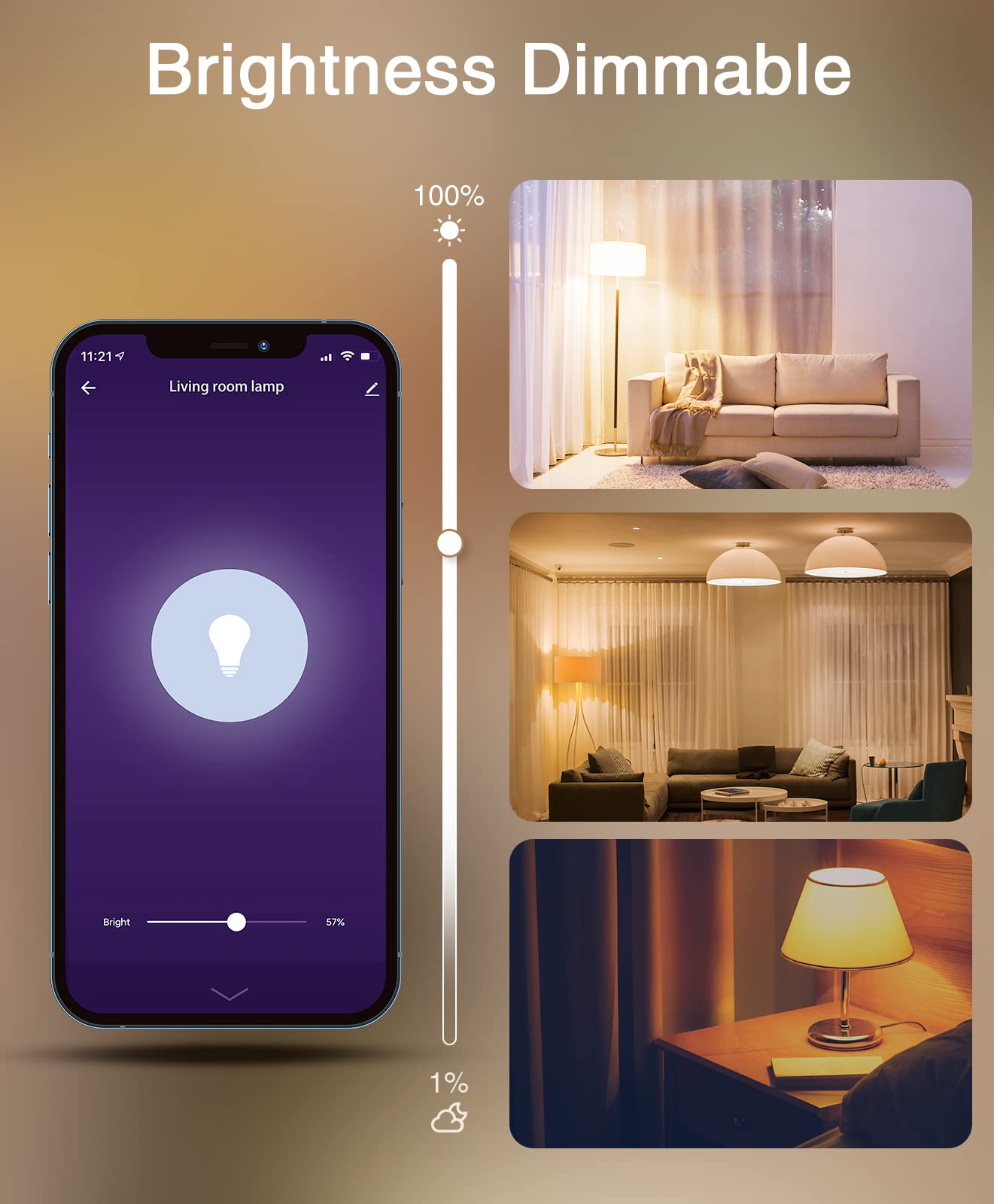GHome Smart Light Bulbs, E26 A19 LED Smart Home Lighting Bulb Works with Alexa & Google Home, 2700K Warm White, 800 LM 8W Dimmable, App Remote Control, 2.4GHz WiFi, No Hub Required, 4 Pack
