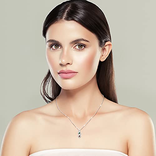 GLAMCARAT Sterling silver personalized infinity necklace,mothers necklace with 2 birthstone customized engraved initial jewelry 2 child names promise necklace