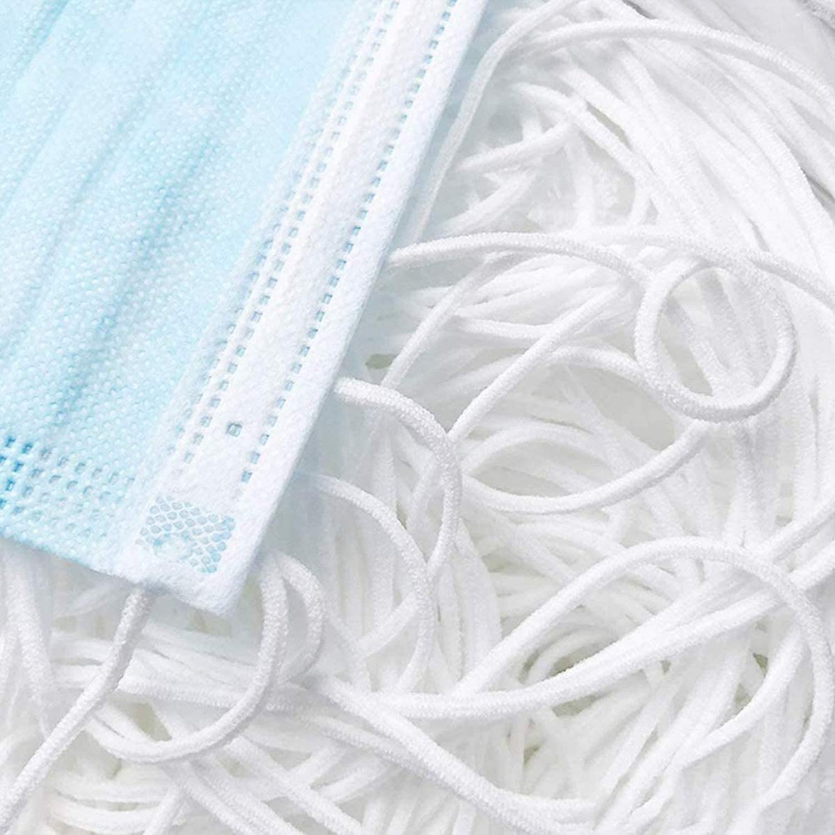 Elastic Cord for Masks, White 1/8 inch Elastic Bands for Knit Sewing Crafts DIY Ear Band Loop, 10 Yard