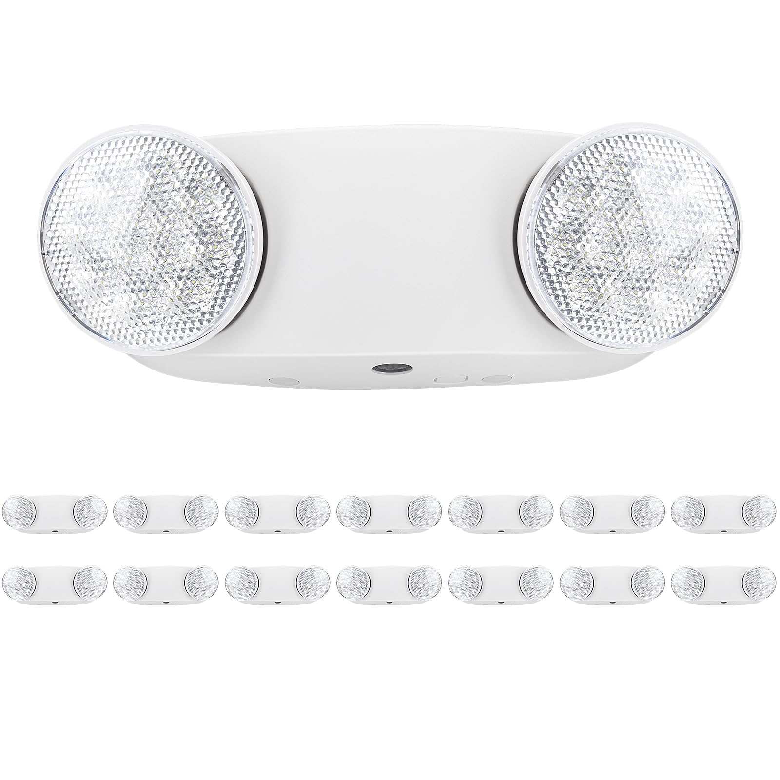 LED Emergency Lights with Battery Backup, Two Head Adjustable Commercial Emergency Lighting, AC120-277V, Hardwired Emergency Exit Light Fixtures for Home and Business, UL Listed, 14 Pack
