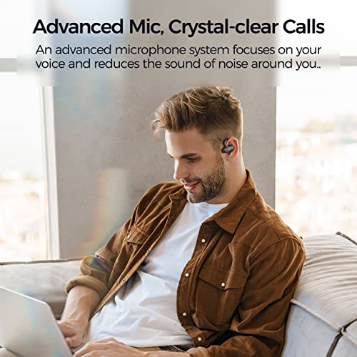 MSTHOO Open Ear Headphones with Mic, Wireless Bluetooth 5.3 Earbuds Reducing Hearing Loss, Wireless Charging, IPX7 Waterproof, 45H Playtime Sports Ear Buds for Running, Cycling, Workout with Earhooks