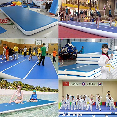 GLANT 13ft/16ft/20ft/23ft/27ft/30ft/40ft/50ft Inflatable Gymnastics Airtrack Tumbling Mat Air Track Floor Mats with Electric Pump for Home Use/Training (Blue, 30ft (L) x3.3ft(W) x8(H))