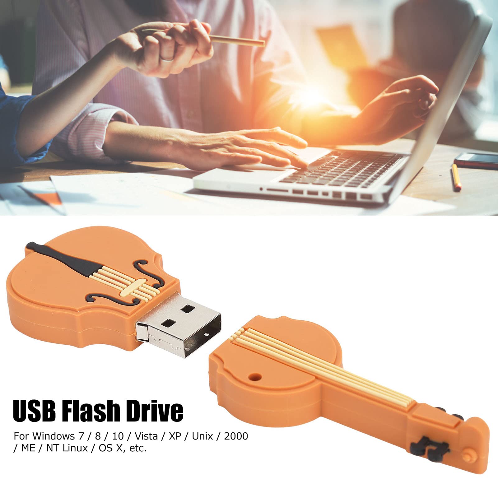 USB Flash Drive, Violin Shaped USB 2.0 Memory Stick Pen Drive Novelty Thumb Drive, Portable USB Drive Pendrive(32GB)