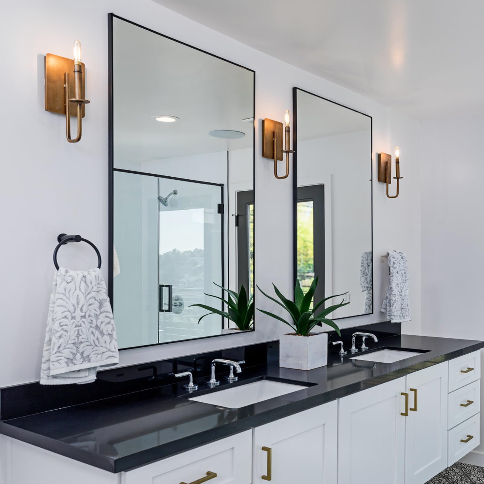MEETDH Rectangle Bathroom Mirror 30x40 inch, Large Mirror with Black Frame, Rectangular Vanity Mirror 30" X 40", Modern Matte Wall Mounting Mirrors, Hang Horizontal or Vertical