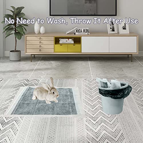 Tfwadmx 100 Pcs Rabbit Pee Pads Guinea Pig Super Absorbent Cage Liners Bunny Disposable Black Carbon Diapers Small Animal Training Accessories with Quick-Dry Surface for Chinchilla Ferret Hamster
