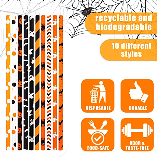 HANSGO 180PCS Halloween Paper Straws and Flamingo Paper Straws