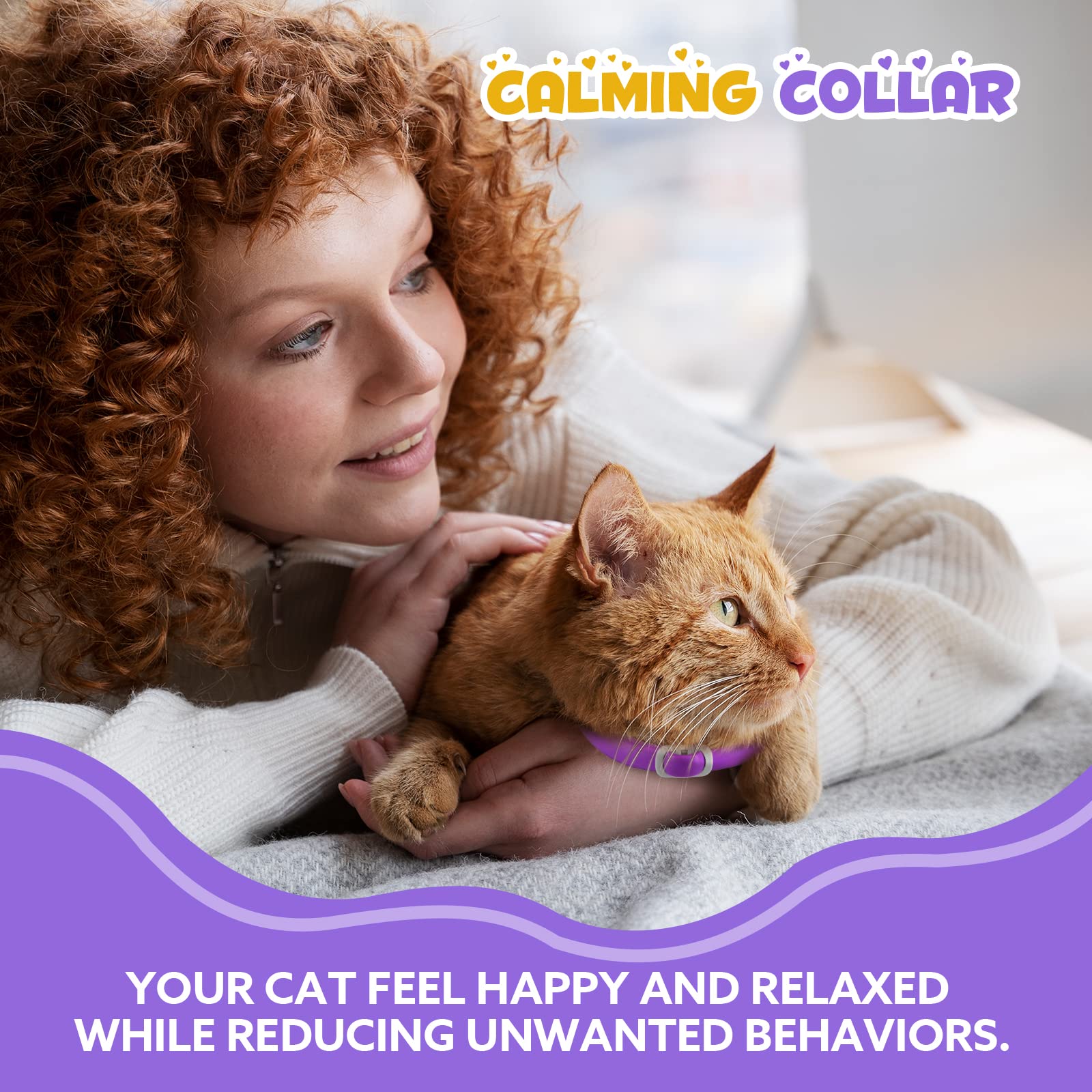 SBHEANGBA Calming Collar for Cats, Cat Calming Collar, All New Calming Pheromone Collar for Cats, Cat Pheromone Collar, Cat Calming Collar for Anxiety, Efficient Relieve Anxiety and Stress