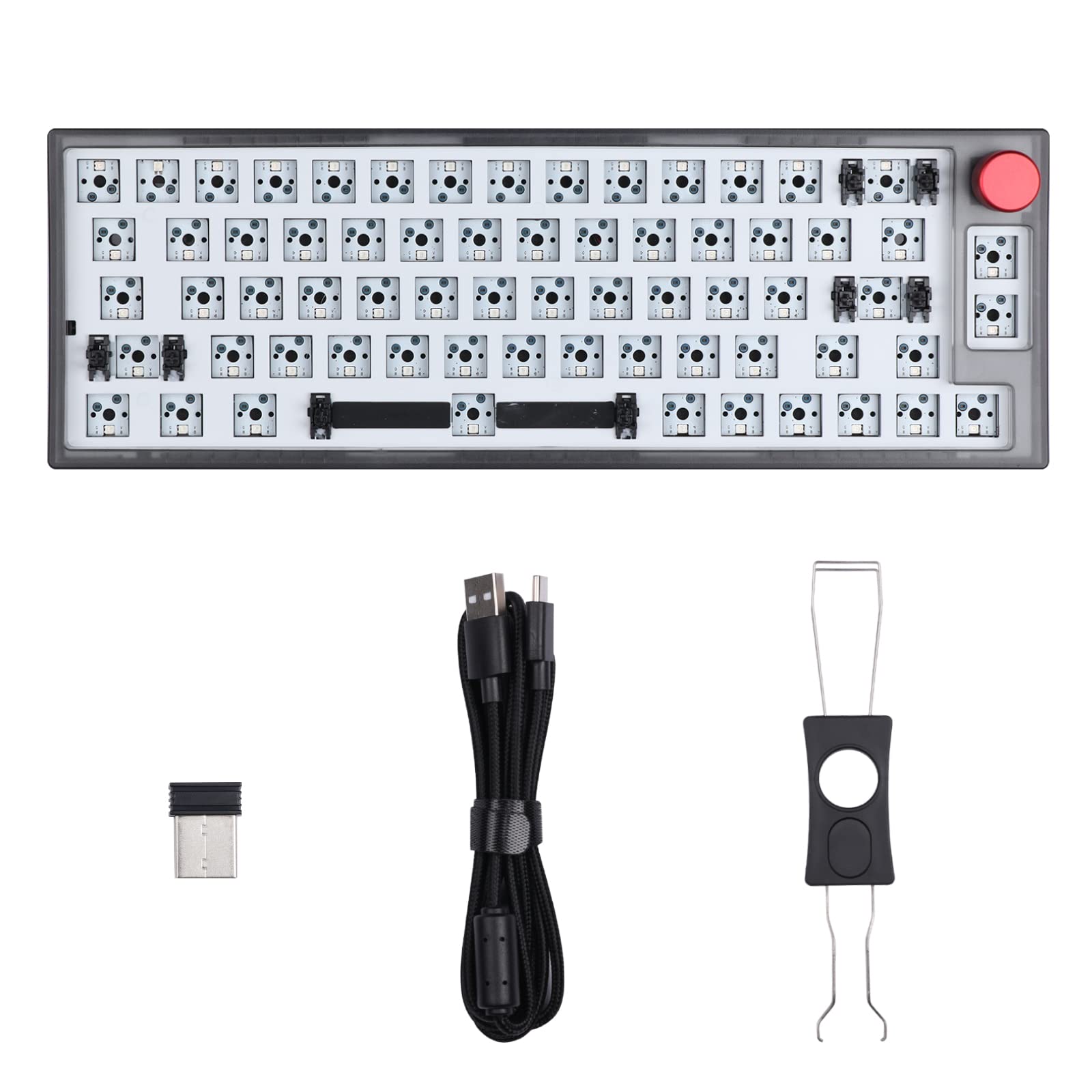 EPOMAKER TH66 60% 66 Keys Hot Swappable Bluetooth 5.0/2.4GHz/Wired Mechanical Gaming Keyboard PCB Mounting Plate Kit with Dampener Foams, Compatible with 3/5Pin Switches (TH66 Black)