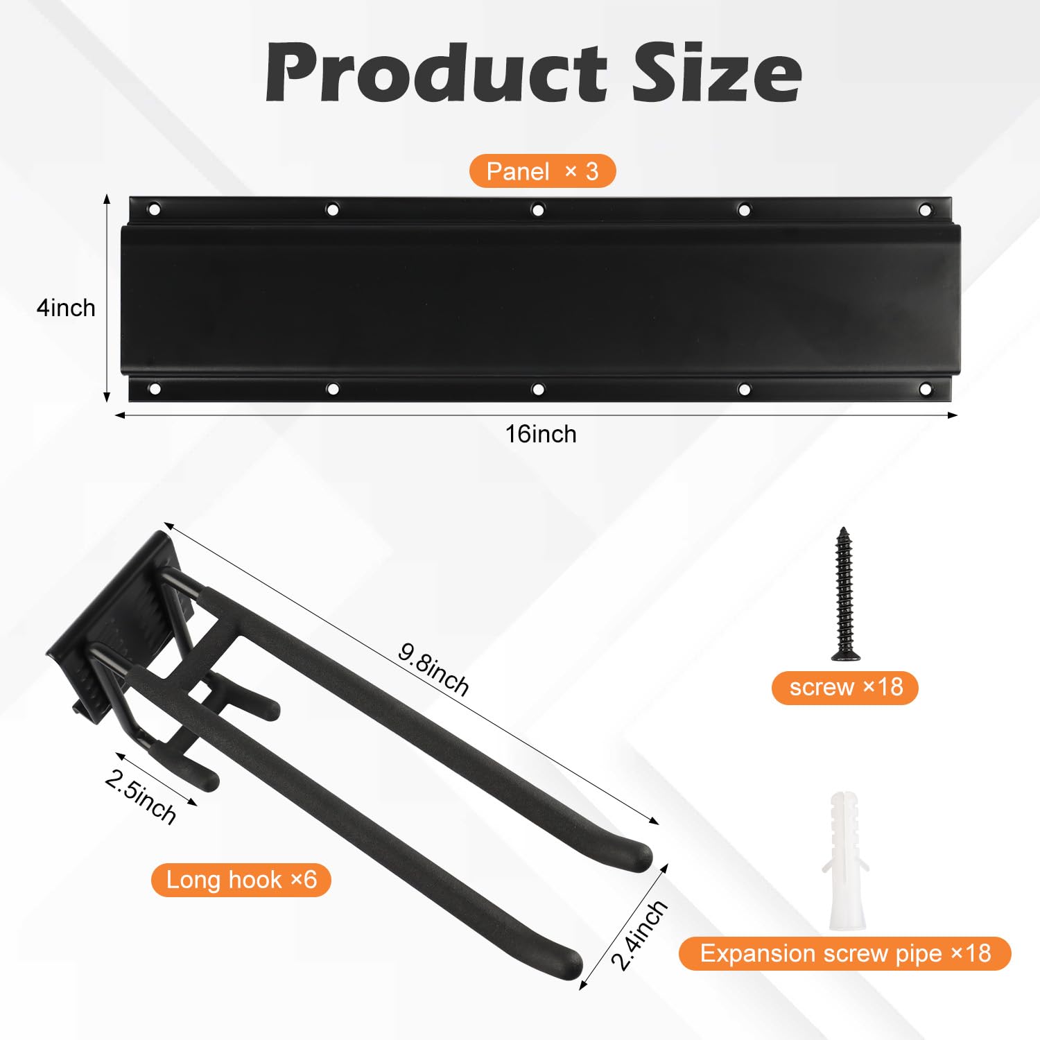 Mixiflor Wall Mount Tool Storage Rack, Heavy Duty Wall Mount Garage Organization Rack, 48" Garden Tool Wall Hooks and Hangers, Tracks Max Load 350LB