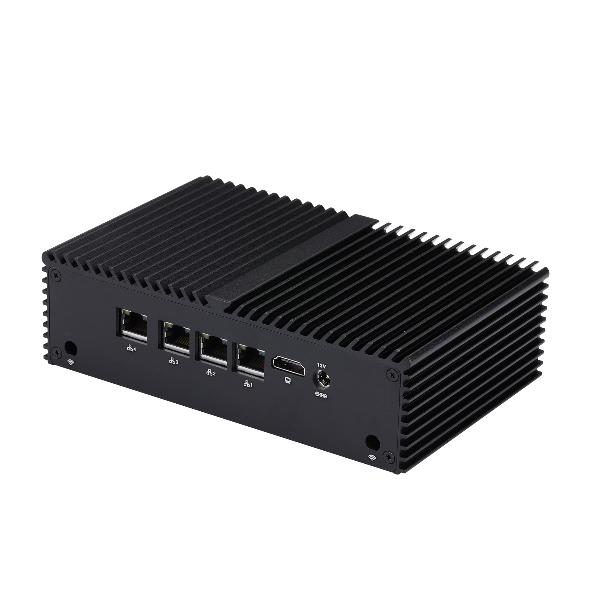 InuoMicro Fanless PC Micro Appliance G6412L4 Intel Celeron J6412, 2.0Ghz 8GB DDR4 128GB SSD with WiFi, M.2 for 5G, Router Firewall Proxy Access Point Small Business Desktop Home Firewall Device
