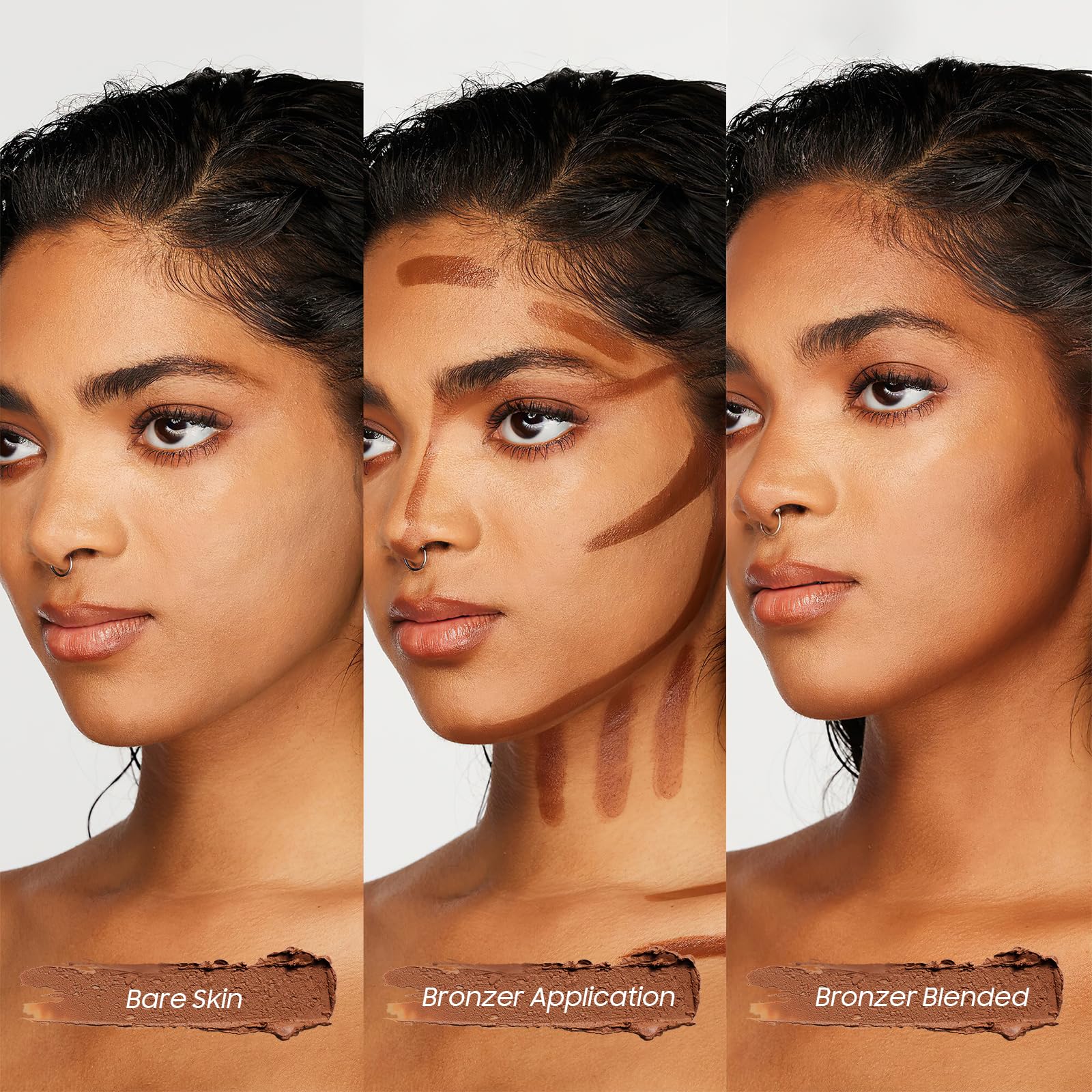 Double-End Contour Stick Highlighter Stick - Waterproof Concealer & Bronzer Contouring Stick, Face Makeup Brightens & Shades Pencil for Face Body, Long-Lasting Smooth Professional Cream Stick Set (01#Ivory+Dark Brown)