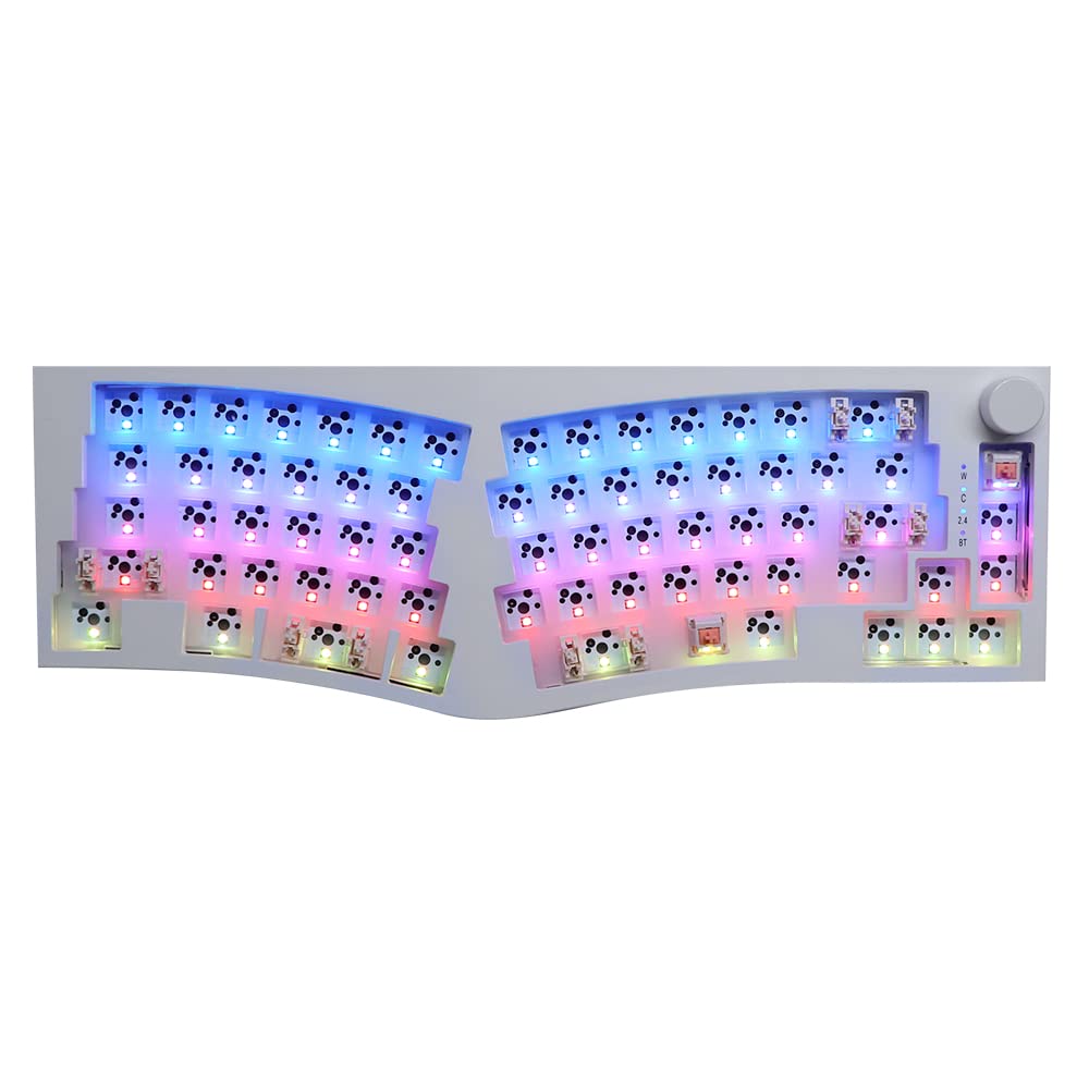 EPOMAKER Feker Alice Layout Gasket 68-key Hot Swappable Bluetooth/2.4Ghz/ Type-C Wired/Wireless Gaming Keyboard kit, with 8000mAh Battery, NKRO, RGB Backlight for Win/Mac(White Case)