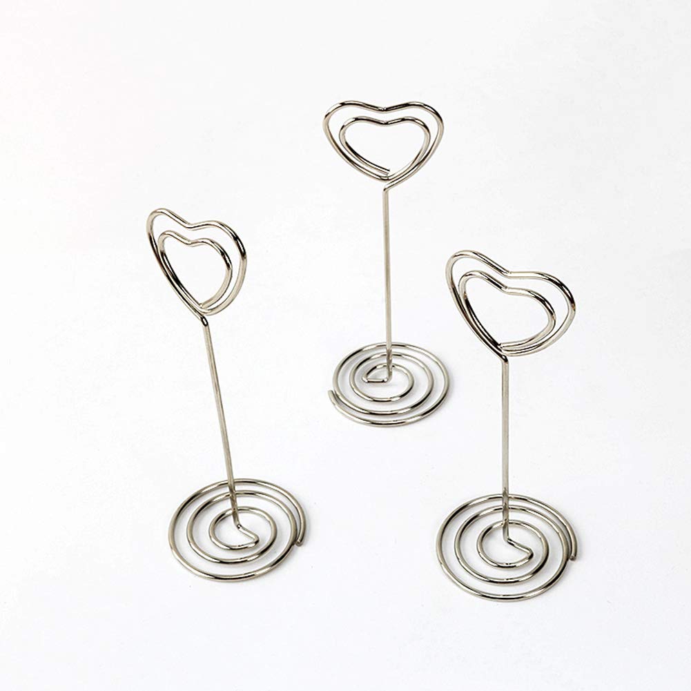lasenersm 10 PCS 3.3 Inch Wedding Table Card Number Holders Table Card Photo Menu Name Display Stand Holder for Wedding Banquet Party, Silver Color