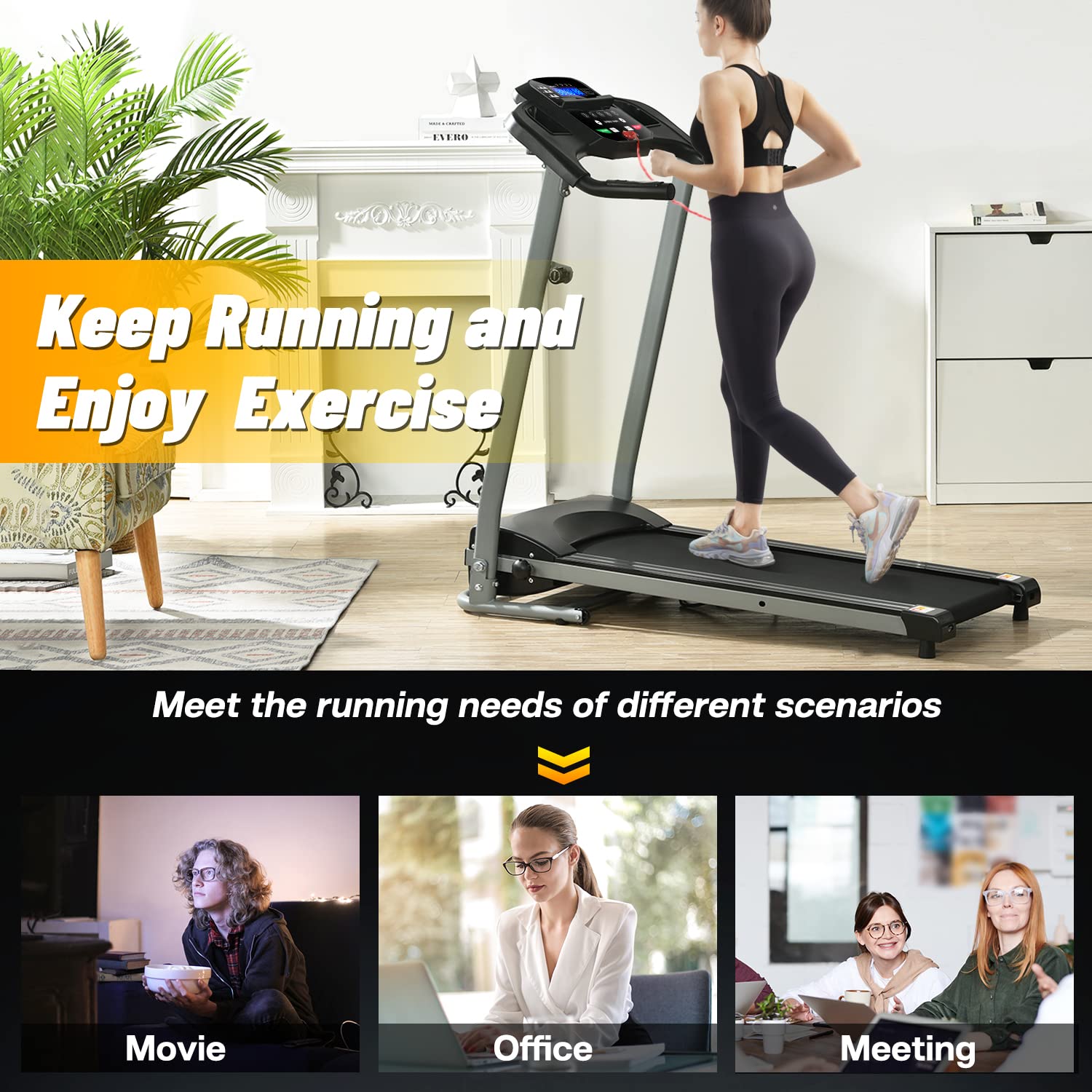 FYC Folding Treadmill for Small Apartment, Electric Motorized Running Machine for Gym Home, Fitness Workout Jogging Walking Easily Install Space Save