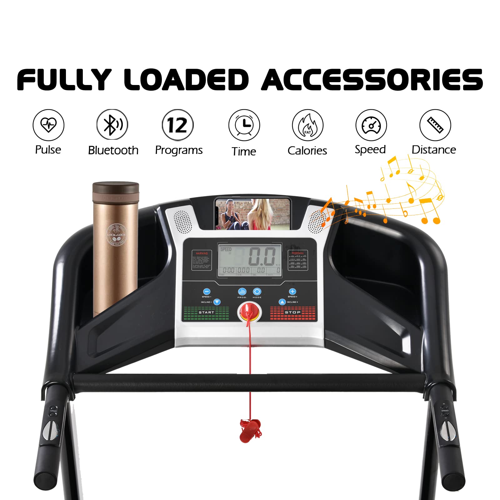 FYC Folding Treadmill with Auto Incline - 3.25HP Foldable Electric Walking Jogging Running Machine with Bluetooth for Home, 265 LBS Fitnes Exercise, Easy Installation, Space Save