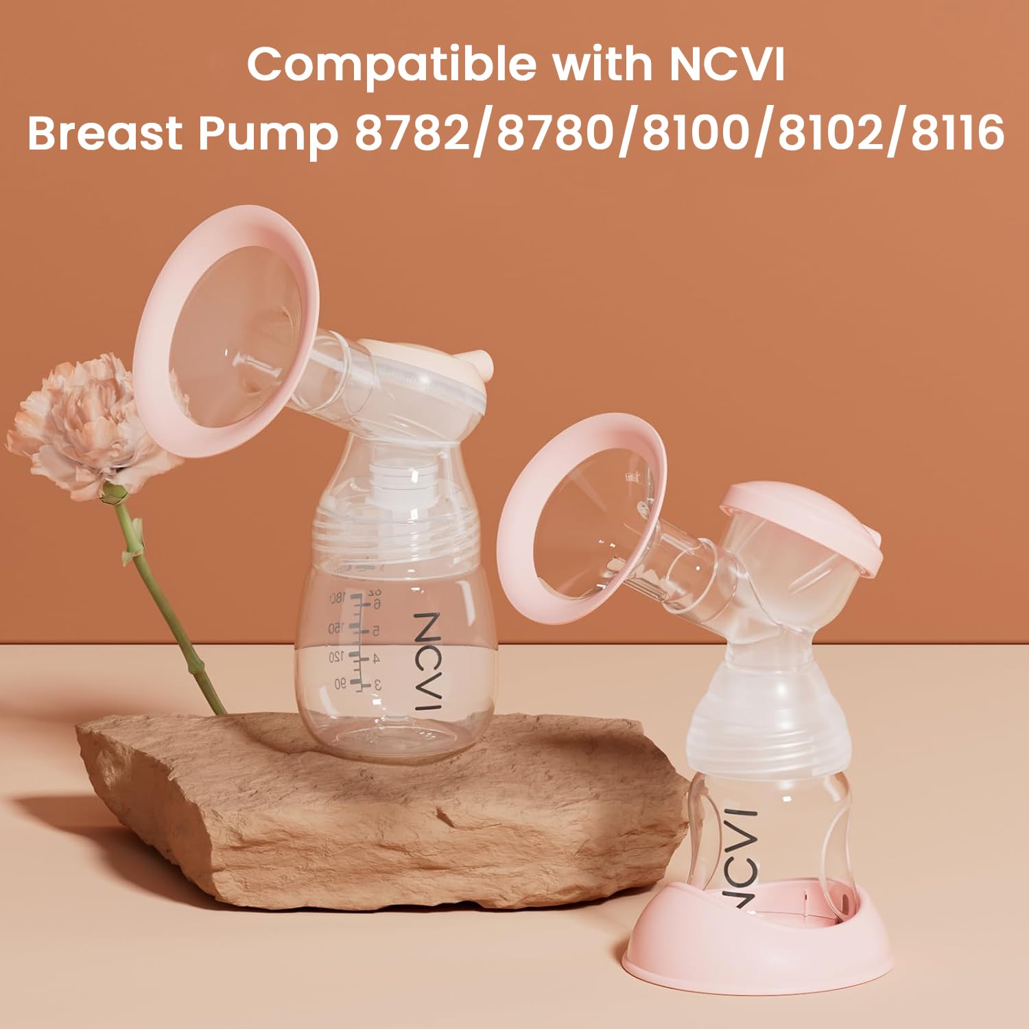 NCVI Replacement Flanges 21mm Compatible with 8780/8782/8100/8102/8122/8116/8128/8129, Breast Pump Accessories, BPA Free, 2 PCS (21mm Flange)