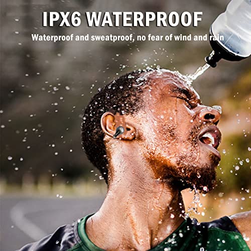 Mudtun Wireless Ear Clip Bone Conduction Headphones Open Ear Earbuds Bluetooth for Windows Android iPhone, Clip On Sport Earbuds Waterproof Outer Headphones for Running Cycling Workout Black