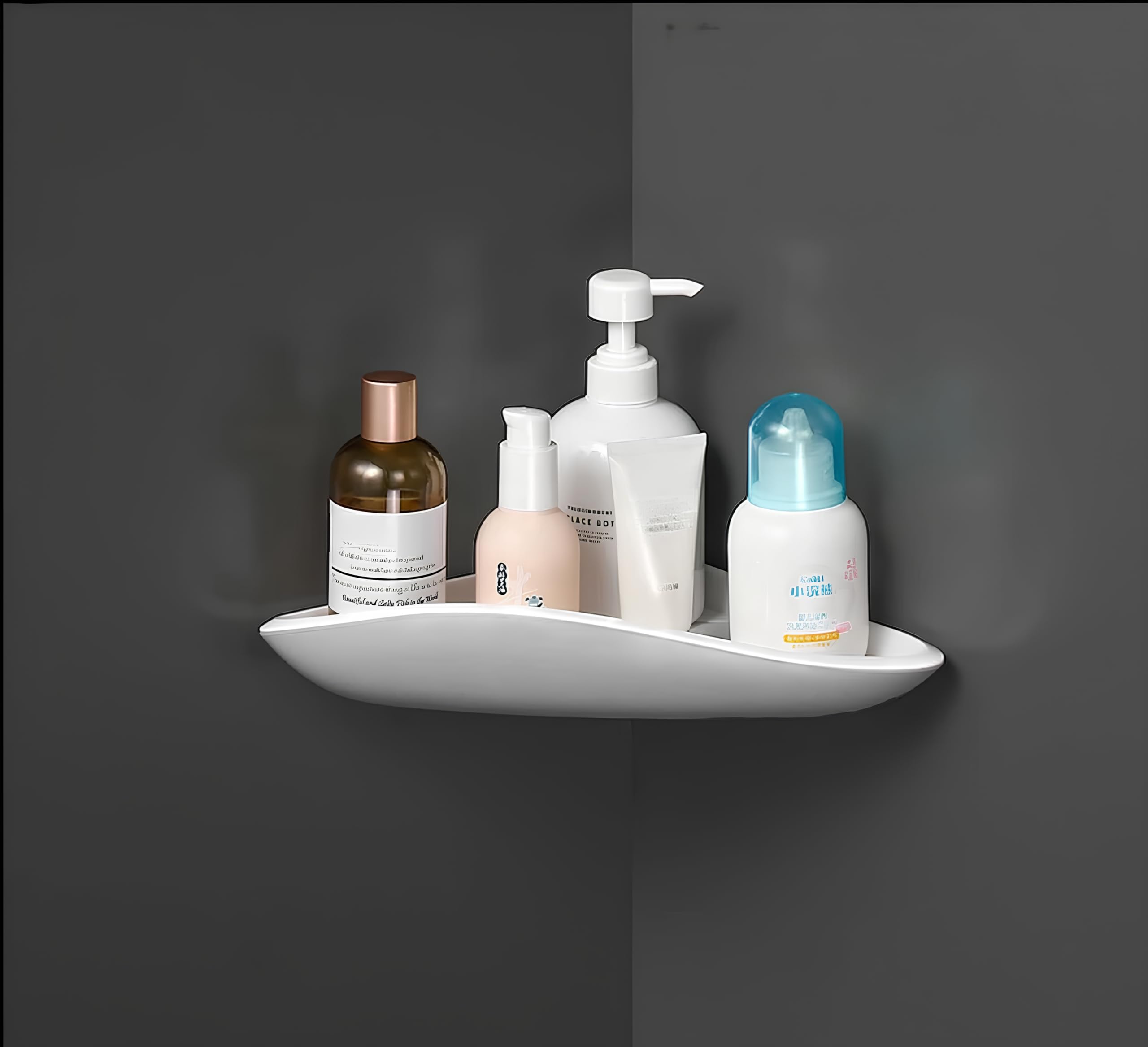 ORLDLEADER Corner Shower Shelves, Ultra Stable Heavy Duty Adhesive Shower Shelf, Shower Shelves, Bathroom Shelves, Bathroom Caddy, Fast Drain and Rustproof, GIFT STICKERS + 4 PER SET