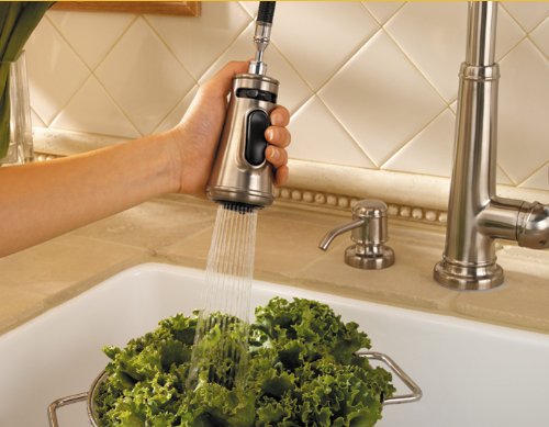 Pfister Ashfield 1-Handle Pull-Down Kitchen Faucet with Soap Dispenser, Brushed Nickel