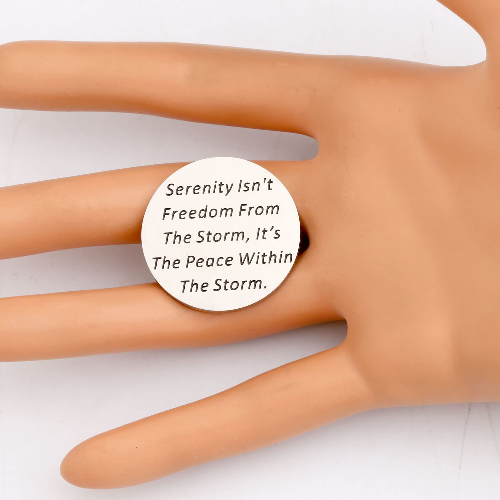 FEELMEM Sobriety Gift Pocket Token AA Recovery Serenity Prayer Gift Serenity Peace Within The Storm Token Alcoholics Anonymous Sober Gift New Beginnings Gift (Serenity Isn’t-3)