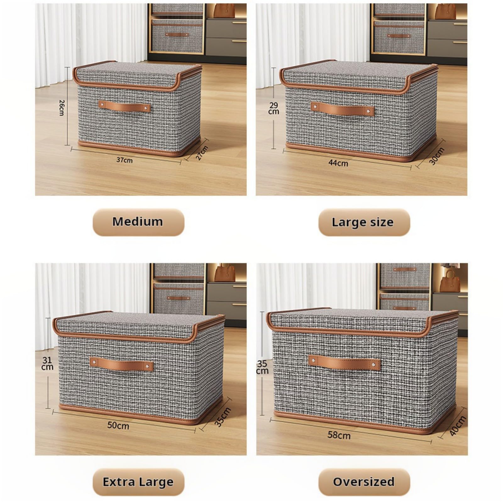 MALOKI Large Storage Bins with Lids Fabric Cotton Linen Collapsible Basket Decorative Storage Boxes Organizer Containers Baskets Cube with Handles Divider for Organizing Home Bedroom Closet Office