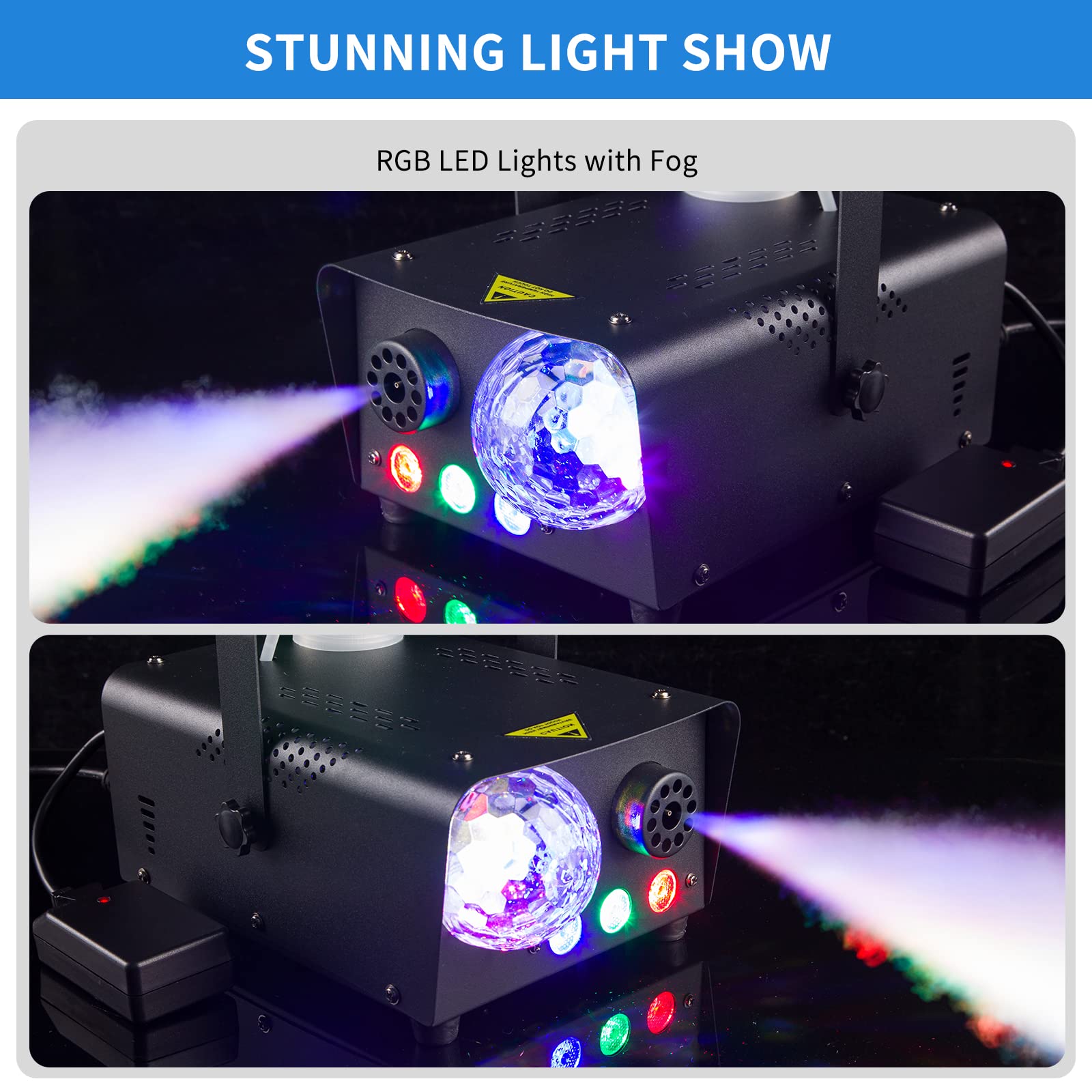 Fog Machine 600W Smoke Machine with Disco Ball Lights 2300 CFM Huge Fog with Wireless and Wired Remote Control for Parties Halloween Wedding Christmas Dance DJ