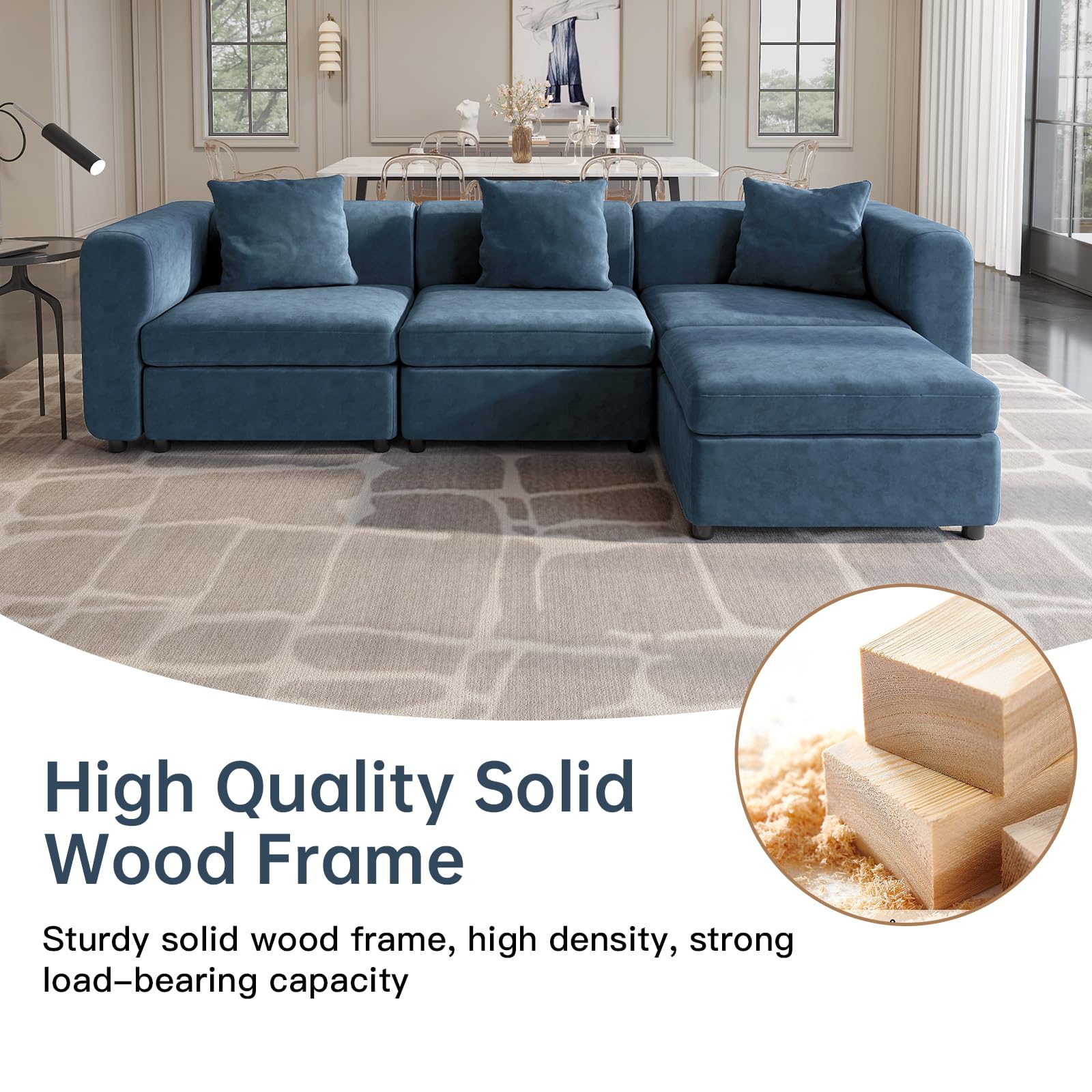 GlimBiz Oversized Modular Sofa with Storage Ottoman,U Shaped Sofa Couch Modular Sectional Sofa with Cushions, Convertible Sectional Sofa,U-Shaped Sofa with 8 Seats