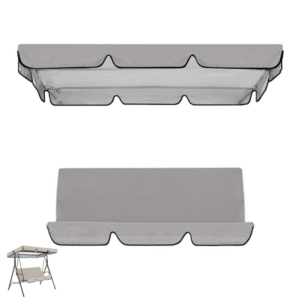Outdoor Patio Swing Canopy Replacement, 3 Seat Swing Canopy Replacement, Waterproof Swing Canopy Cover Replacement, Outdoor Swing Canopy Sun Shade Awning Cover (Grey,142 * 120 * 18cm)