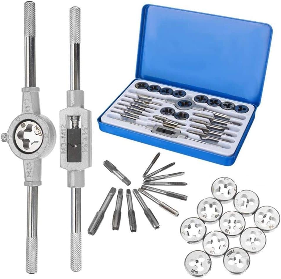 Hardware Accessories 24Pcs Milled Alloy Steel Metric Tap and Die Wrench Tool Set Drill Bits Countersink Drill Bit Industrial Scientific Supplies