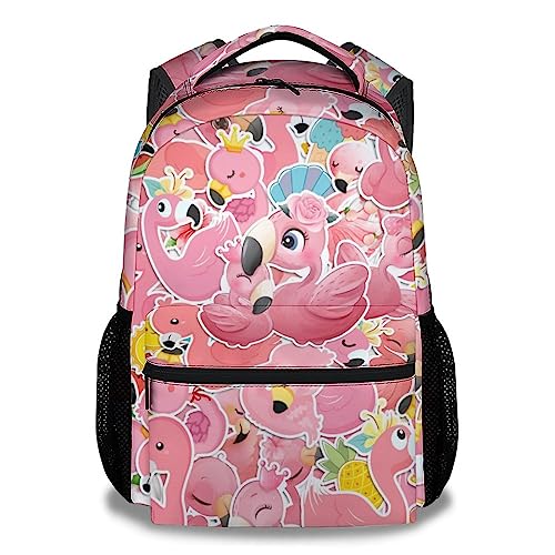 KNOWPHST Flamingo Backpacks for Girls - 16 Inch Cute Backpack for School - Pink, Large Capacity, Durable, Lightweight Bookbag for Kids Travel