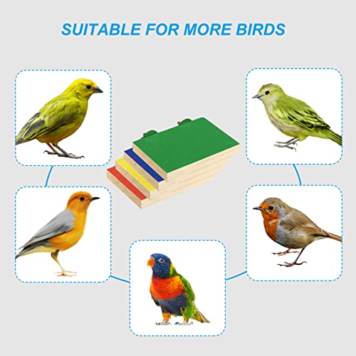 PATIKIL Bird Perch Stand Platform, 1 Set Parrot Stand Platform Playground Paw Grinding Clean for Parakeet Cockatiel Cage Accessory, Red Yellow