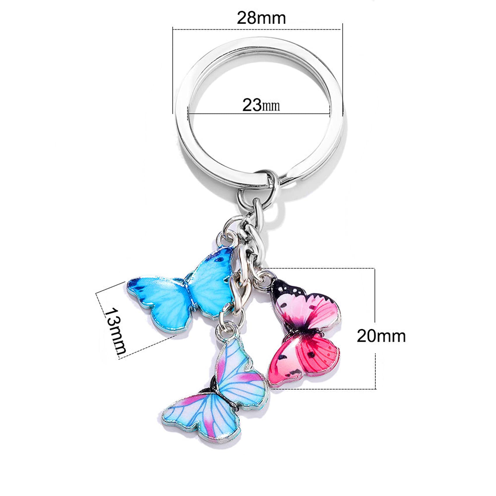 GloryMM Multicolor Butterfly Pendant Keyring Butterfly Keychain Colorful Butterfly Cute Bag Charm for Women,Style A
