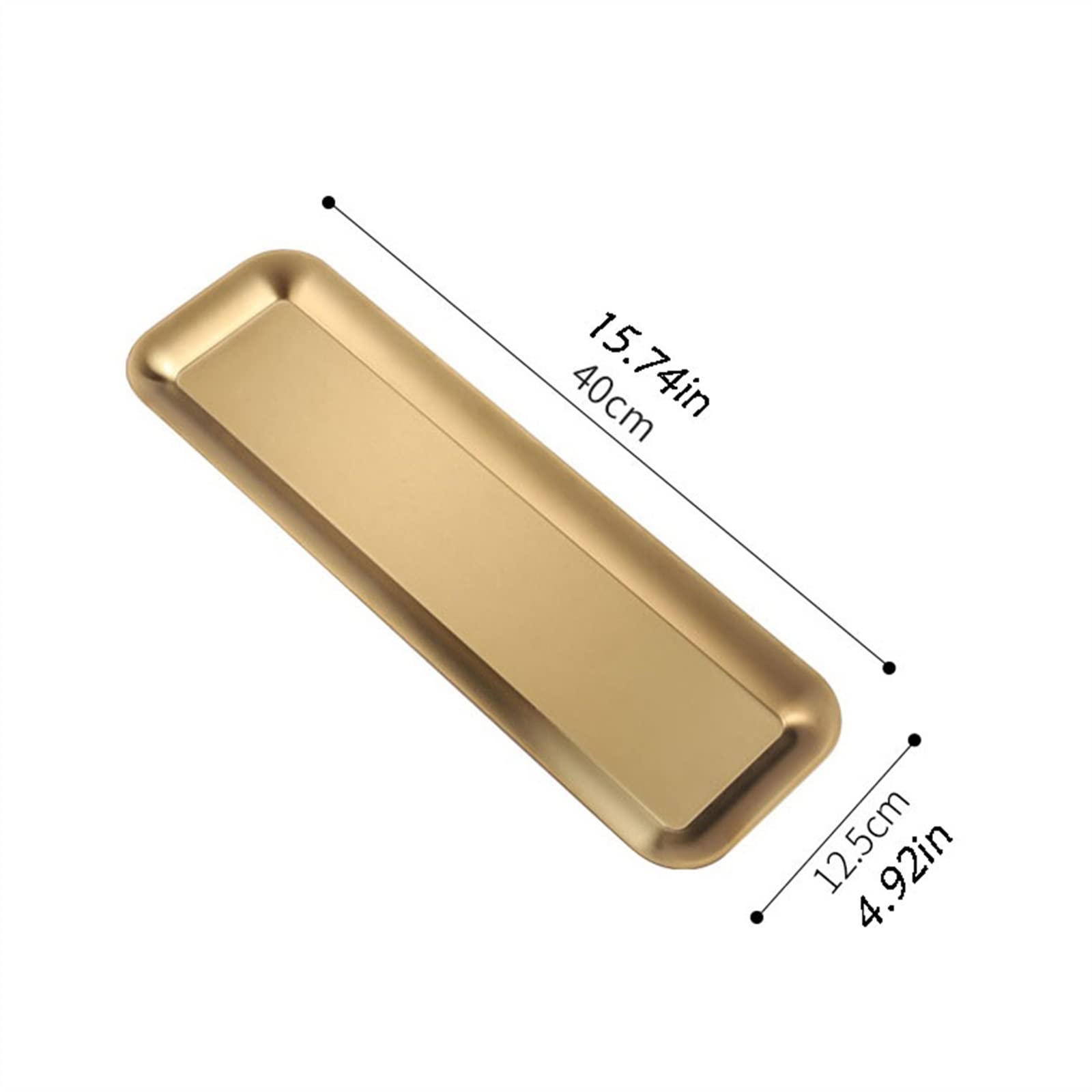 Food Tray Thickened 304 Stainless Steel Rectangular Tray Flat Bottom Metal Storage Tray Table Service Tray Serving Tray (Color : Brass)