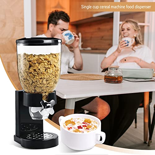 Qulable Dry Food Dispenser, Grain Storage Bin, 3.5L Oat Dispenser Countertop, Candy Dispenser, Dispense with controlled amount for Rice Beans Cereal Nuts Snack breakfast(black)