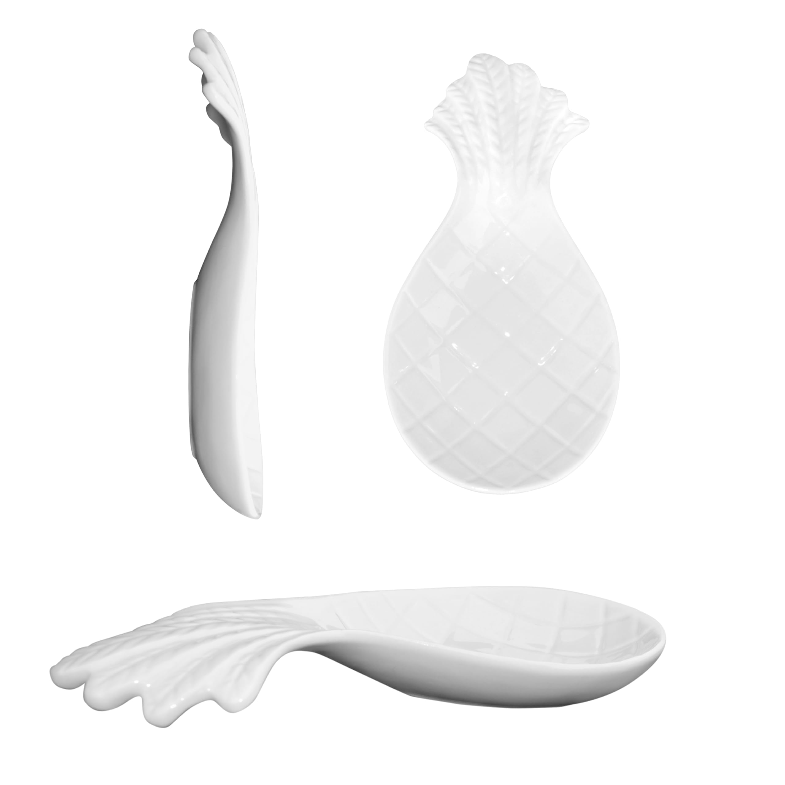 Multi-Purpose Ceramic Spoon Rest for countertop Kitchen Holder Jewelry Tray Spoon Holder for Kitchen Modern Farmhouse Decor Pineapple