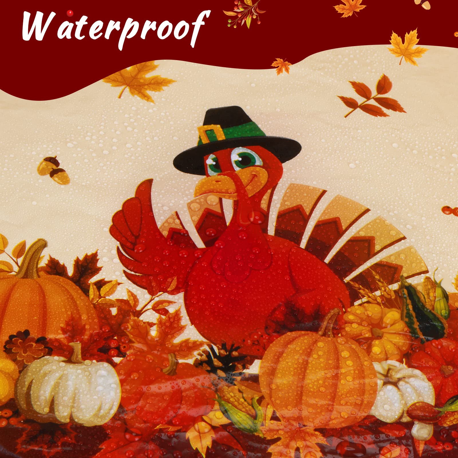 Piklodo 6Pcs Thanksgiving Tablecloth Plastic Fall Table Cover Turkey Disposable Give Thanks Table Cloth Harvest Rectangle Tablecover for Thanksgiving Harvest Party Picnic Table Decor, 54 x 108 Inch