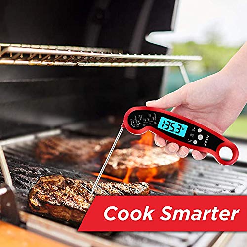 Digital Cooking Thermometer|Instant Read Metal Meat Thermometer|Digital Cooking Temperature with Backlight & Calibration|Waterproof & Foldable Design|Great for Grilling BBQ Kitchen Camping & Travel