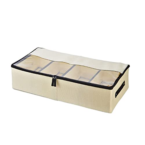 MJWDP Foldable Storage Box for Shoes Wardrobe Closet Organizer Sock Bra Underwear Cotton Storage Bag Under Bed Organizer Box (Color : Beige)