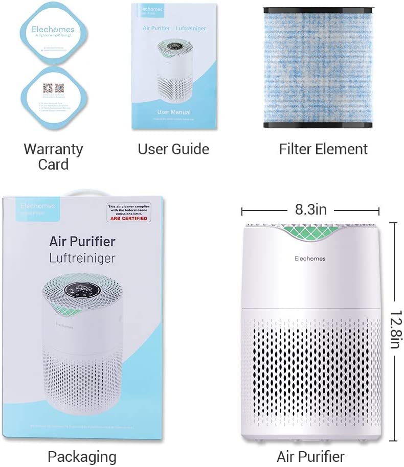 Elechomes Air Purifier P300 Replacement Filter, 4-Layer Filtration Includes Removable and Washable Pre-Filter, True HEPA Filter, and High-Efficiency Activated Carbon Filters, 1 Pack