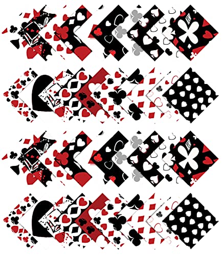 Soimoi 40Pcs Poker Card Print Cotton Precut Fabrics for Quilting Craft Strips 2.5 inches Jelly Roll - White & Black
