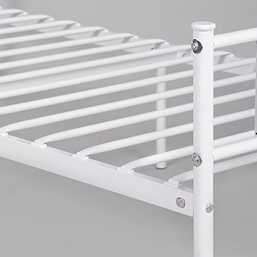 SimLife Metal Twin Bed with Storage Solid Steel Legs Great for Boys and Girls Toddler Princess Bed Frame Kid's Day Bed No Box Spring Need White